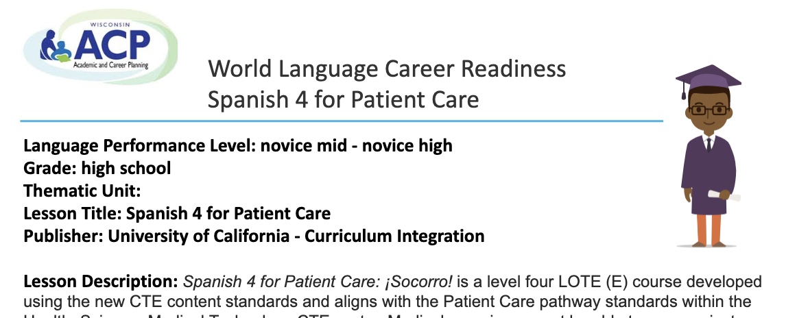 World Language-Career Readiness - Spanish 4 for Patient Care ...