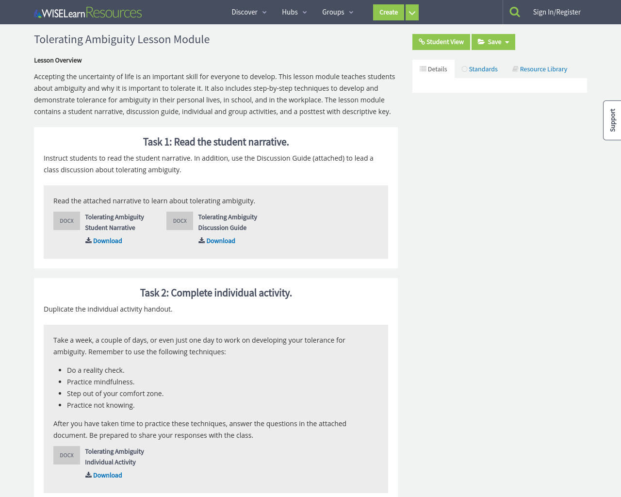 Tolerating Ambiguity Lesson Module | WISELearn Resources
