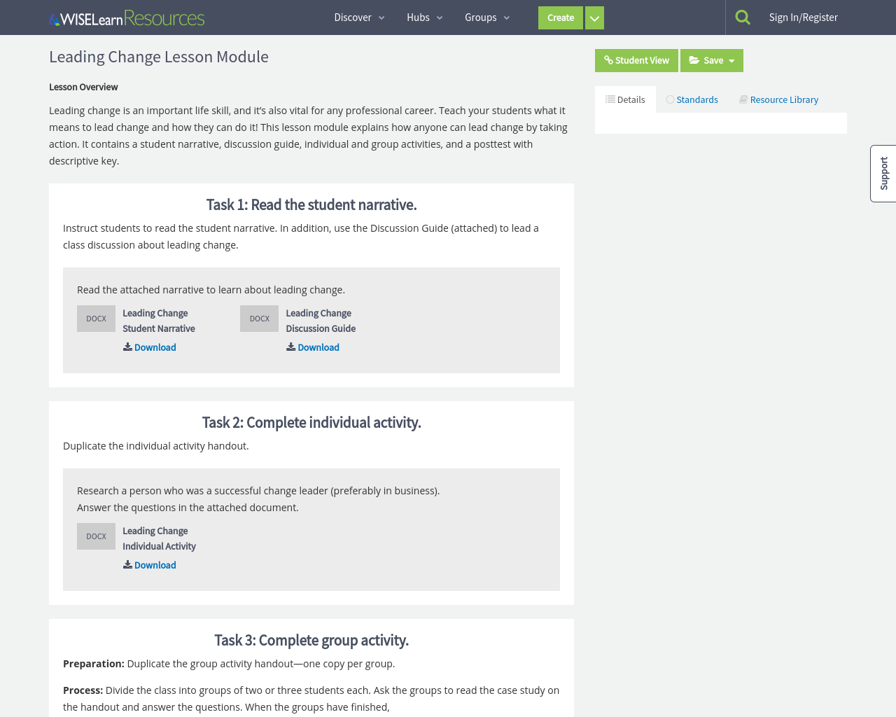 Leading Change Lesson Module | WISELearn Resources