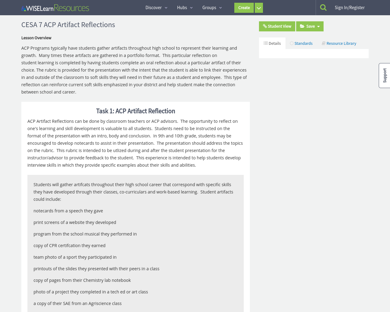 CESA 7 ACP Artifact Reflections | WISELearn Resources