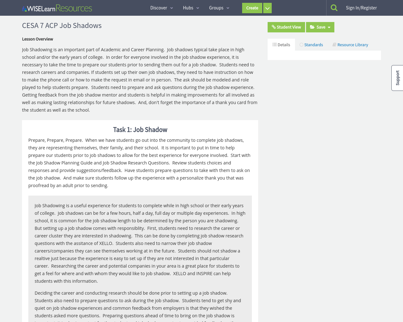 CESA 7 ACP Job Shadows | WISELearn Resources