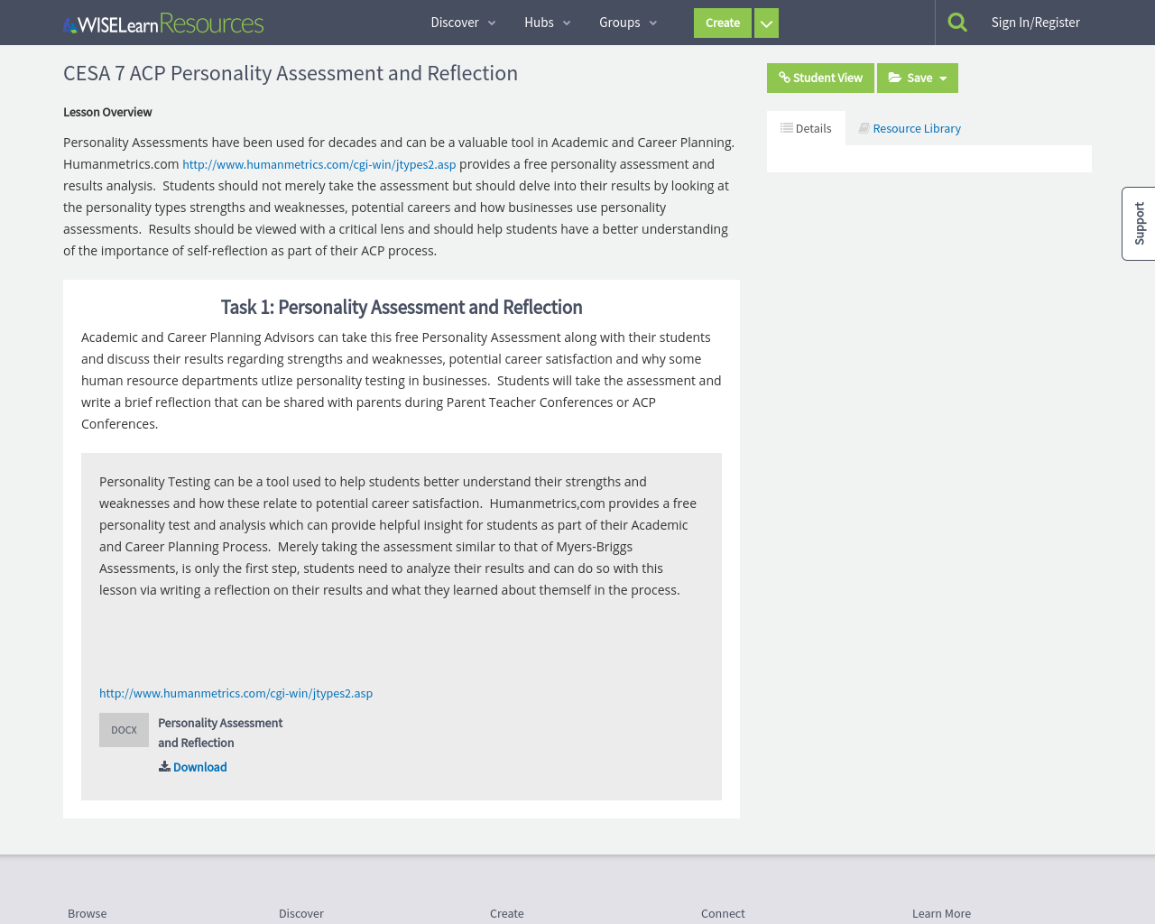 CESA 7 ACP Personality Assessment and Reflection | WISELearn Resources