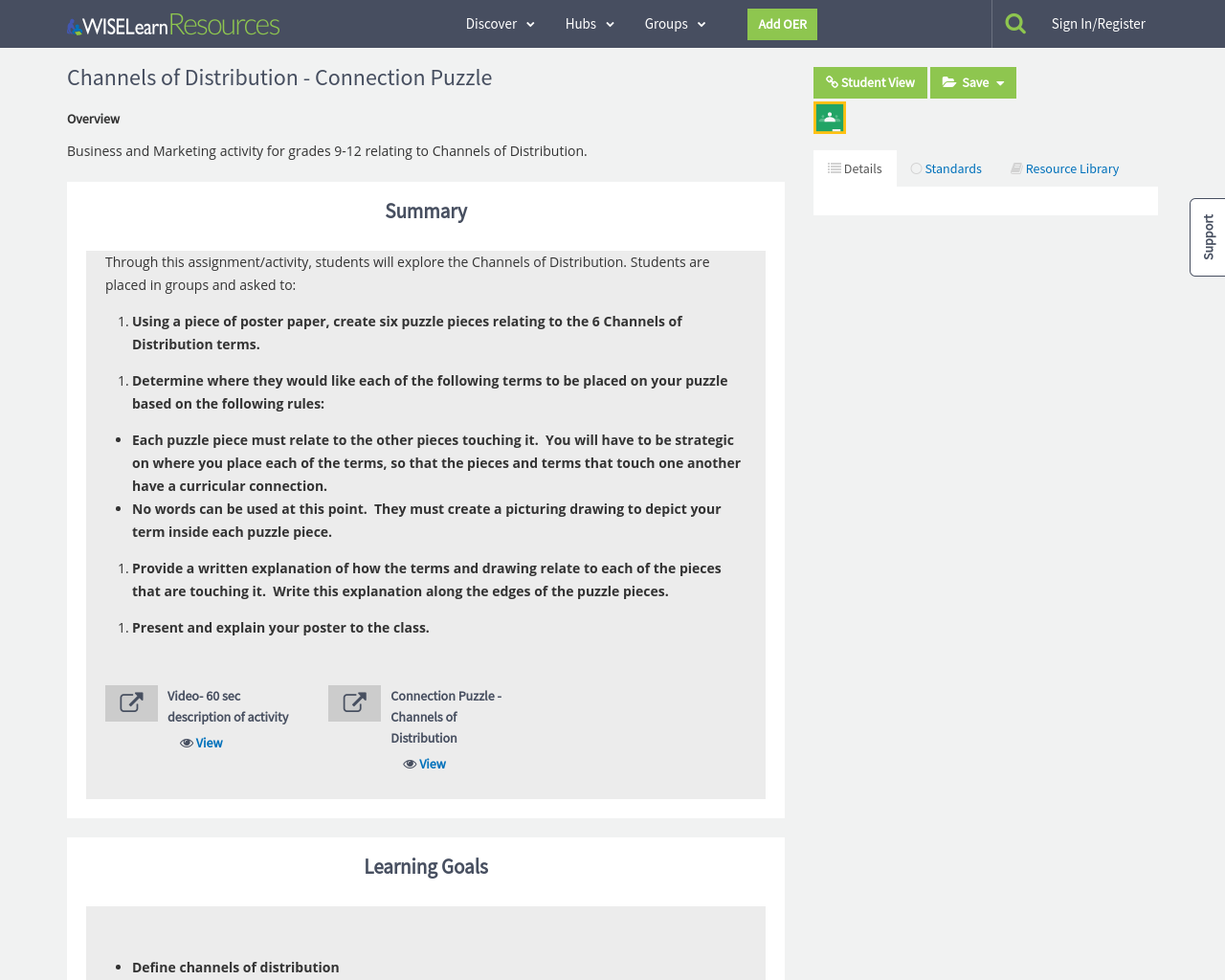 Channels of Distribution - Connection Puzzle | WISELearn Resources