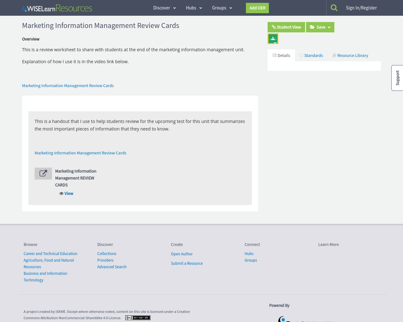 Marketing Information Management Review Cards | WISELearn Resources