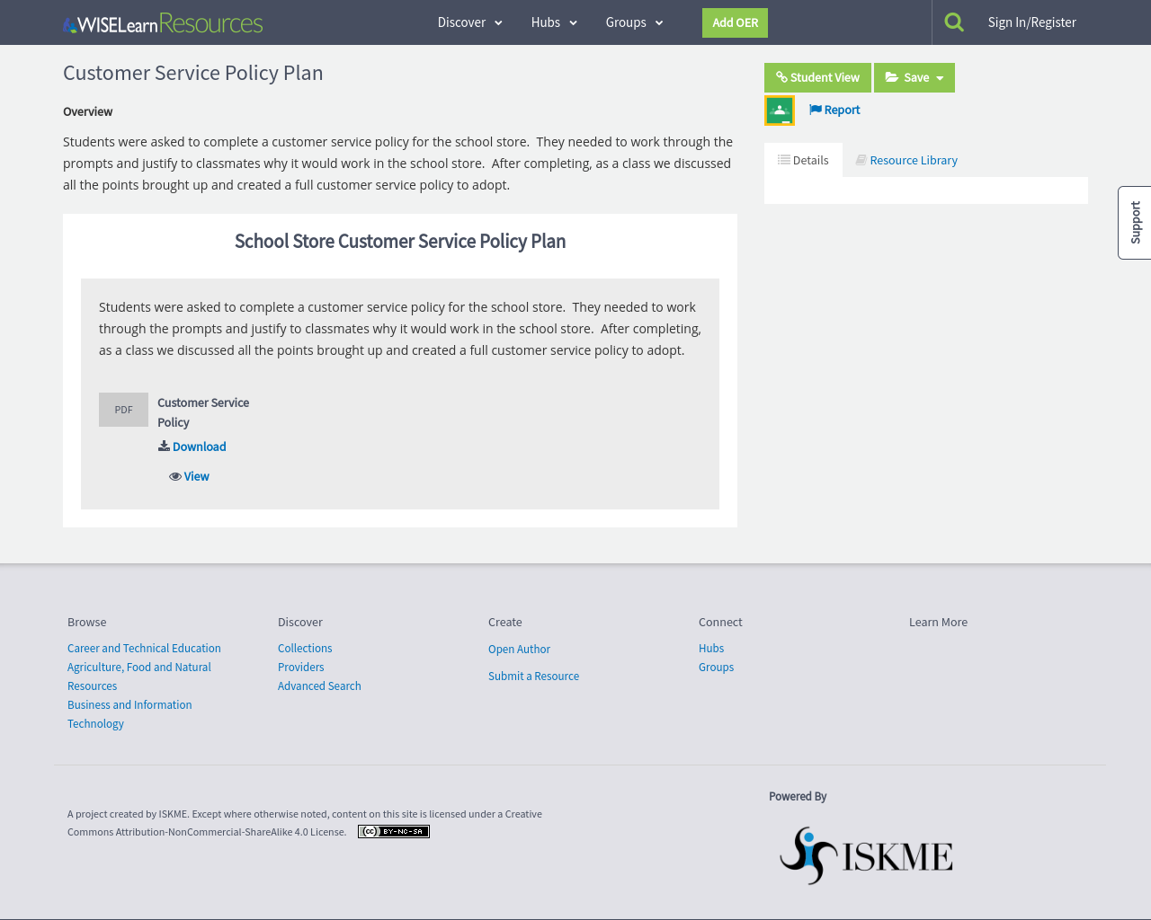 Customer Service Policy Plan | WISELearn Resources