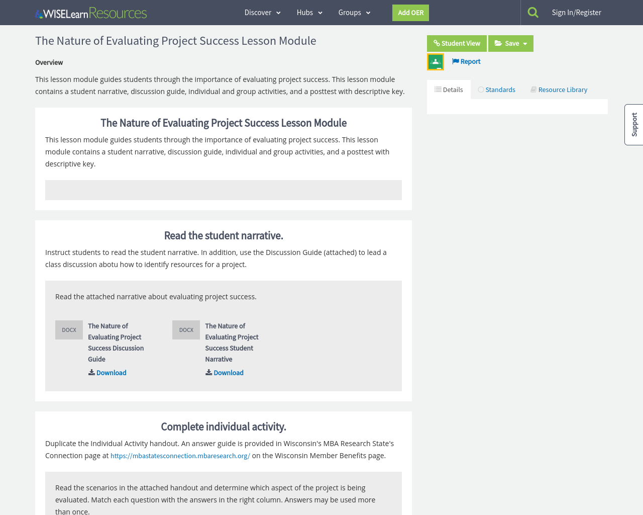 The Nature of Evaluating Project Success Lesson Module | WISELearn Resources