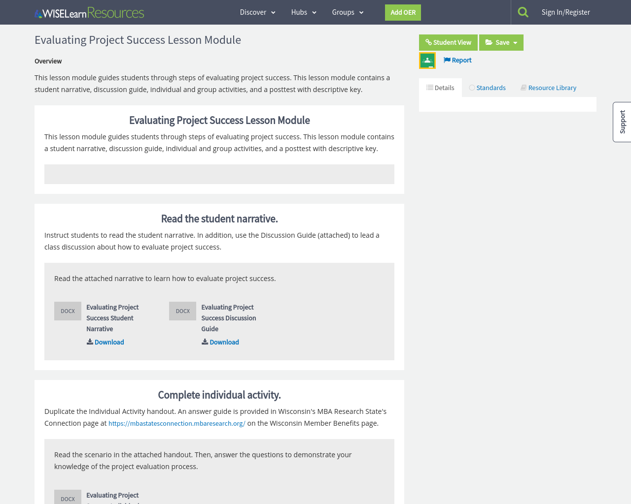 Evaluating Project Success Lesson Module | WISELearn Resources