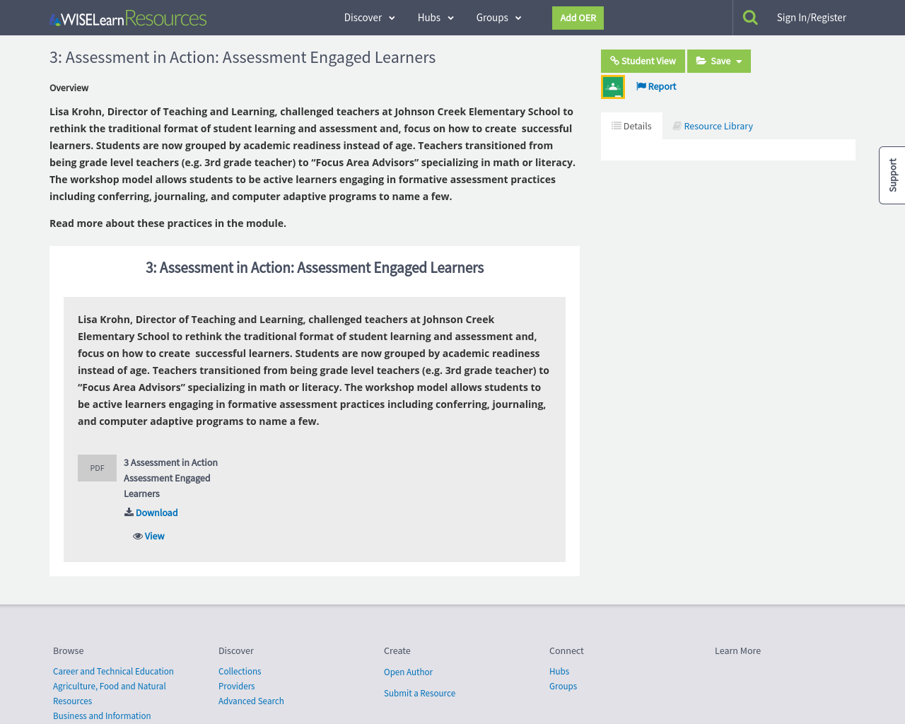 3: Assessment in Action: Assessment Engaged Learners | WISELearn Resources