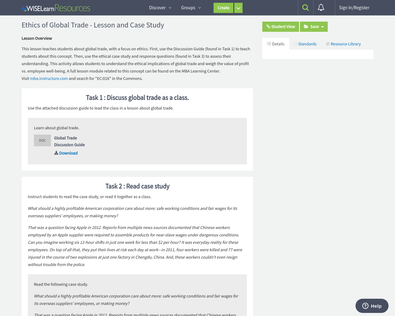 Ethics of Global Trade - Lesson and Case Study | WISELearn Resources