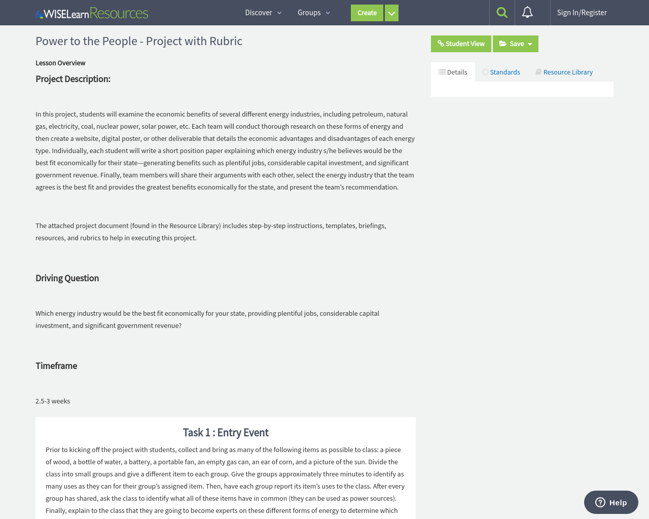 Power to the People - Project with Rubric | WISELearn Resources