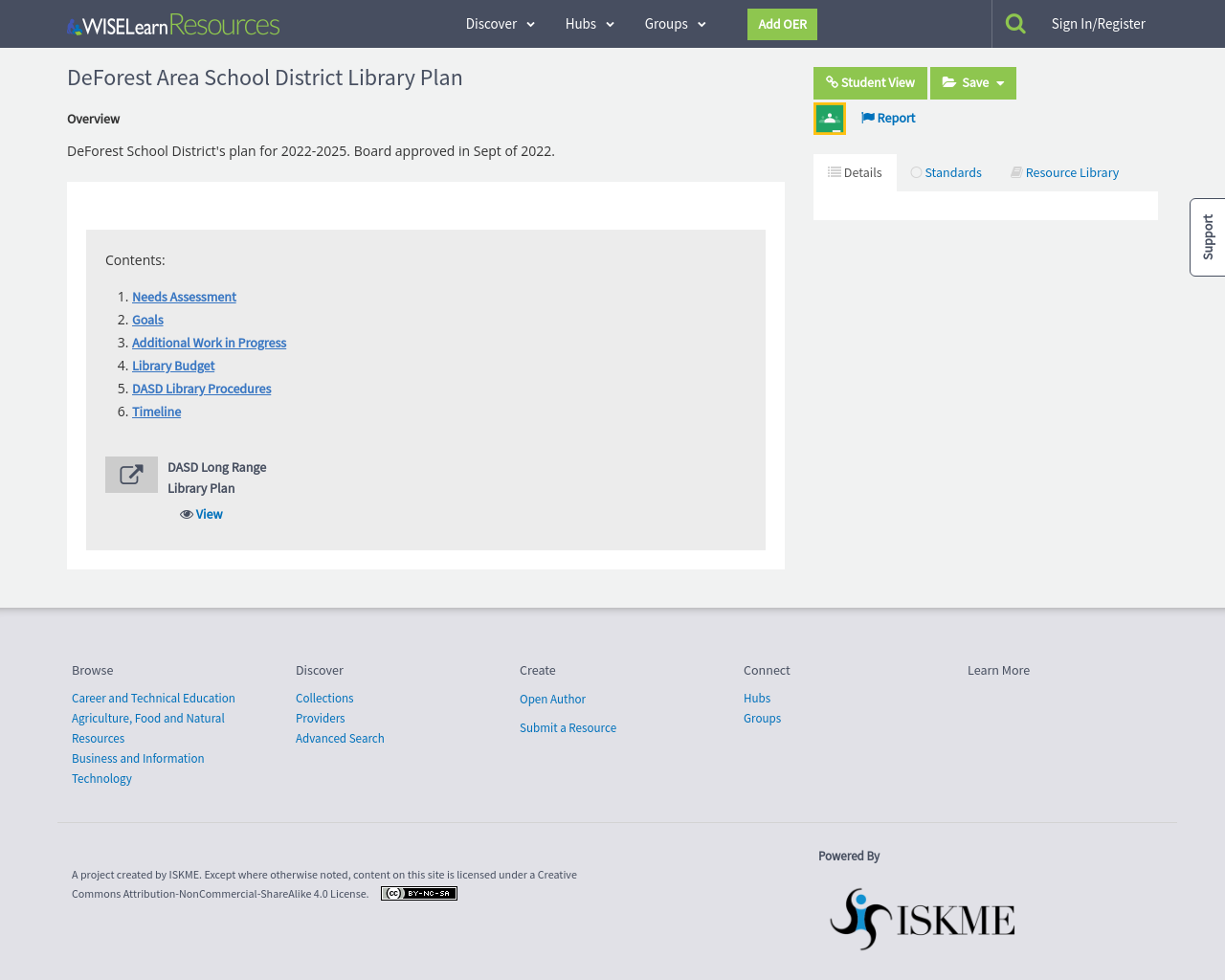 DeForest Area School District Library Plan | WISELearn Resources