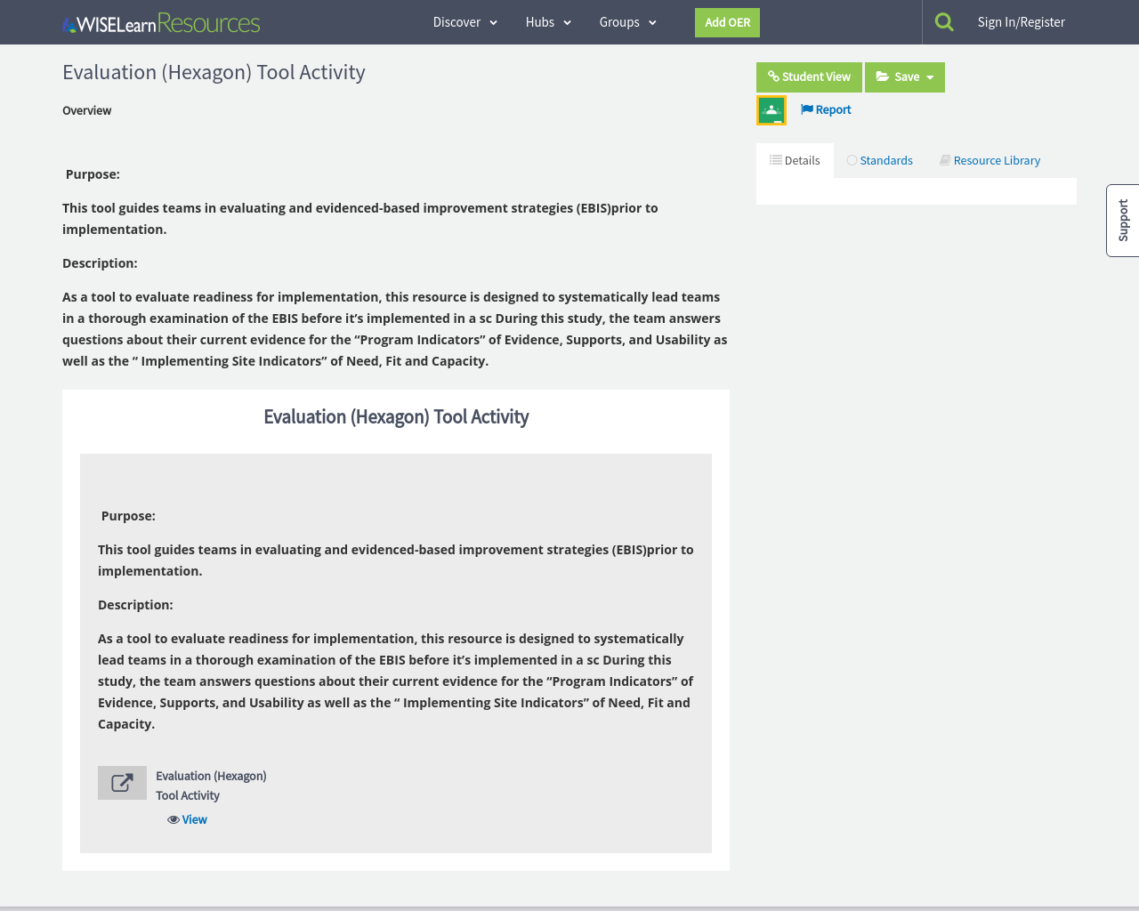 Evaluation (Hexagon) Tool Activity | WISELearn Resources