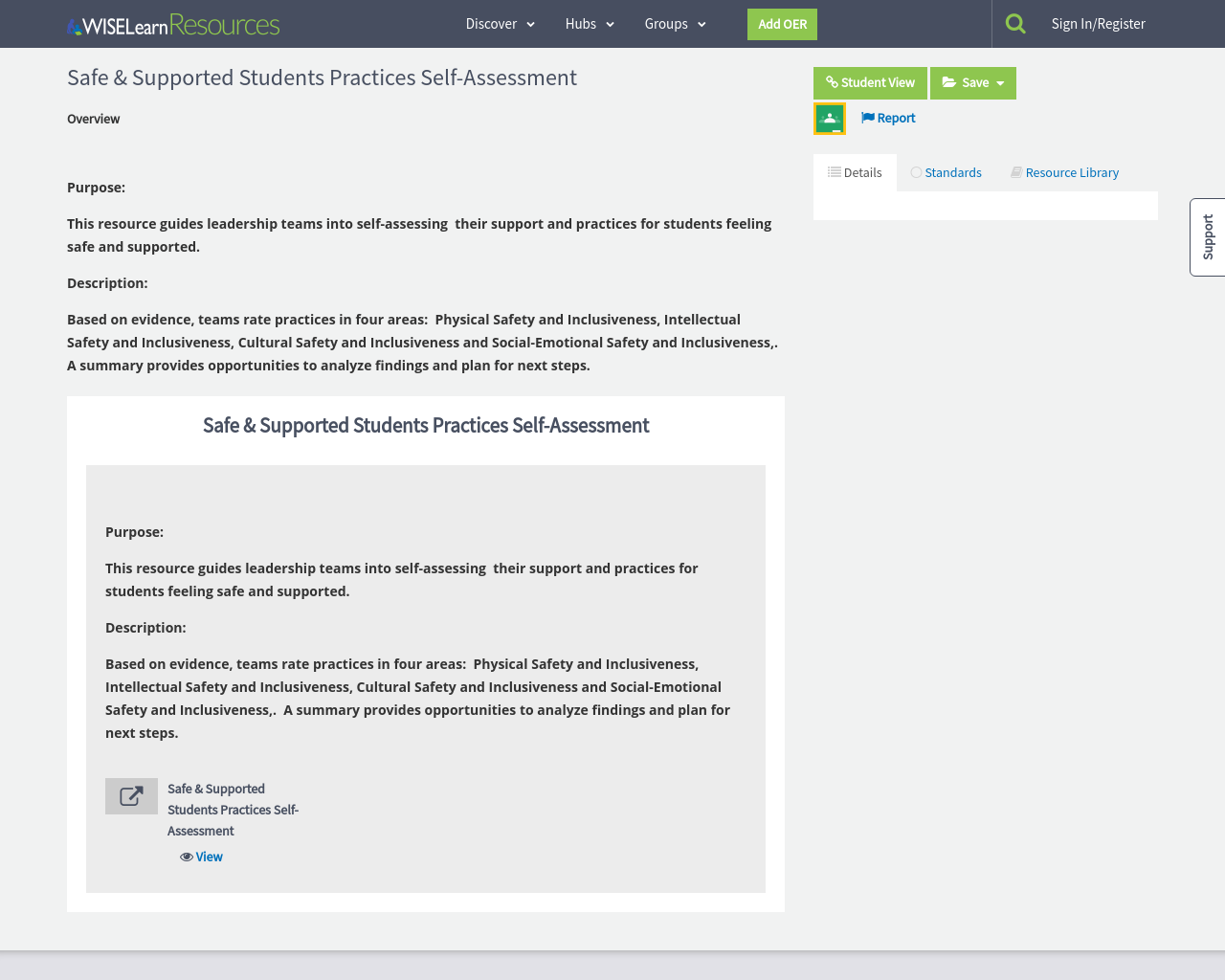 Safe & Supported Students Practices Self-Assessment | WISELearn Resources