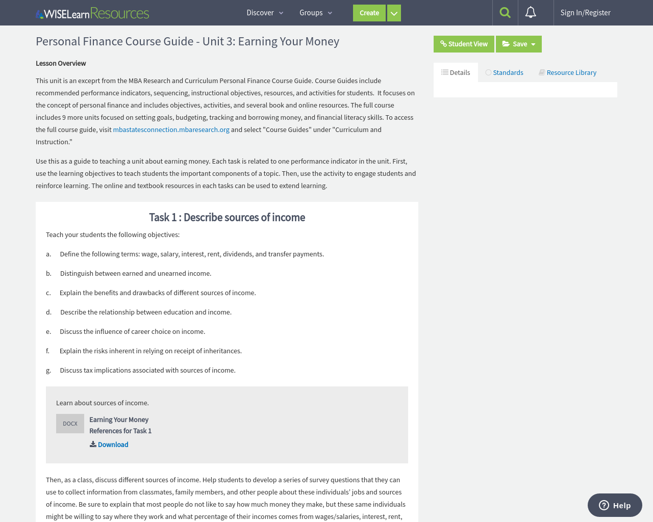 Personal Finance Course Guide - Unit 3: Earning Your Money | WISELearn ...
