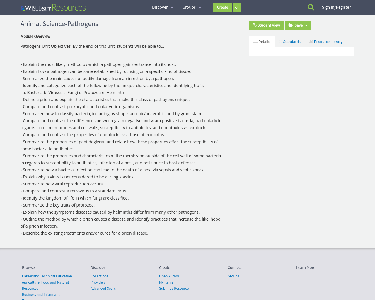 Animal Science-Pathogens | WISELearn Resources