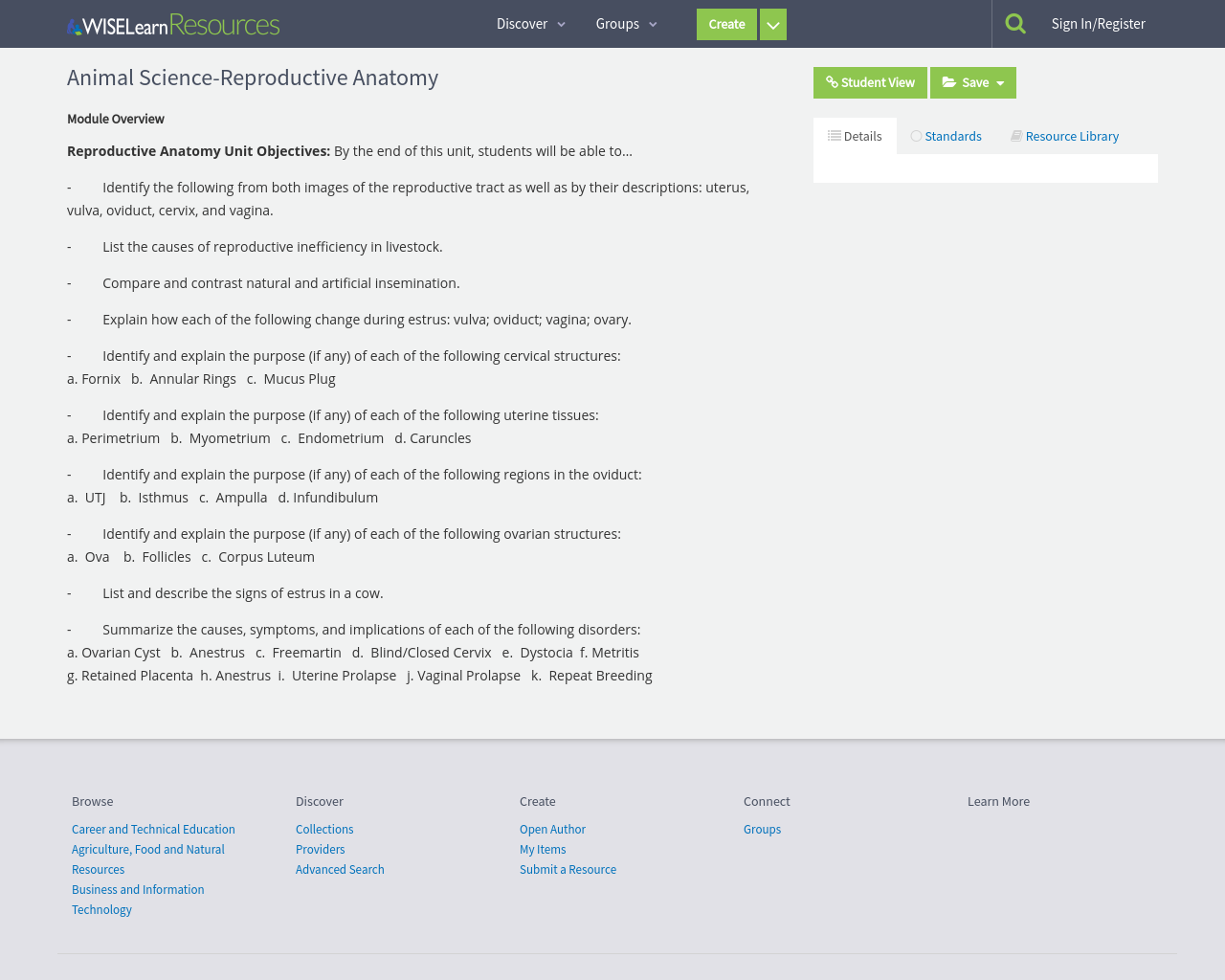 Animal Science-Reproductive Anatomy | WISELearn Resources