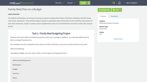 Family Meal Plan on a Budget | WISELearn Resources