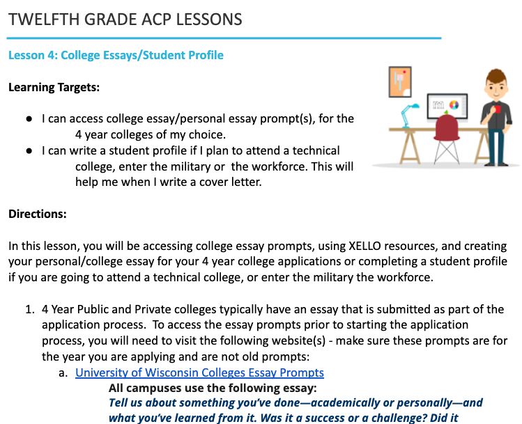 Twelfth Grade ACP Lesson 4 - College Essays/Student Profile | WISELearn ...