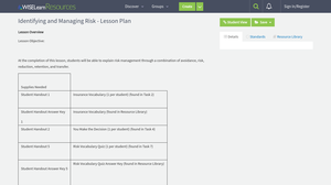 Identifying and Managing Risk - Lesson Plan | WISELearn Resources