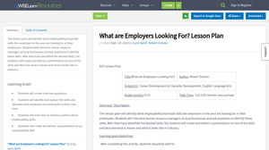 What are Employers Looking For? Lesson Plan | WISELearn Resources