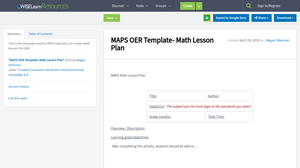 MAPS OER Template- Math Lesson Plan | WISELearn Resources