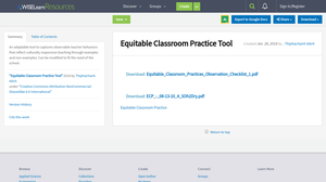 Equitable Classroom Practice Tool | WISELearn Resources