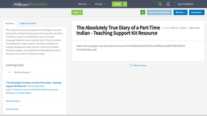 The Absolutely True Diary of a Part-Time Indian - Teaching Support Kit ...
