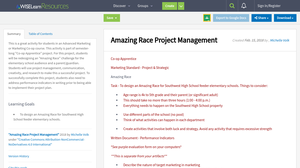 Amazing Race Project Management | WISELearn Resources