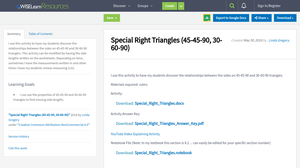 Special Right Triangles (45-45-90, 30-60-90) | WISELearn Resources