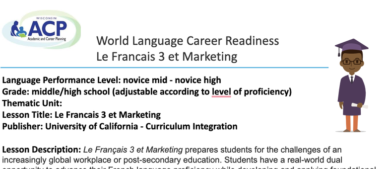 World Language - Career Readiness - Le Francais 3 et Marketing ...