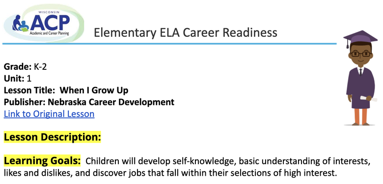 Elementary K-2 Career Readiness ELA When I Grow UP | WISELearn Resources