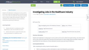 Investigating Jobs in the Healthcare Industry | WISELearn Resources