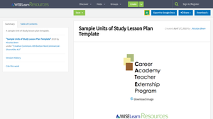 Sample Units of Study Lesson Plan Template | WISELearn Resources
