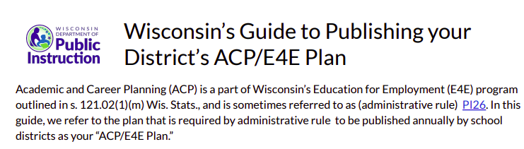 Wisconsin's Guide to Publishing Your District's ACP/E4E Plan | WISELearn Resources