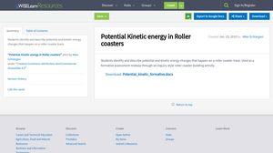 Potential Kinetic energy in Roller coasters | WISELearn Resources