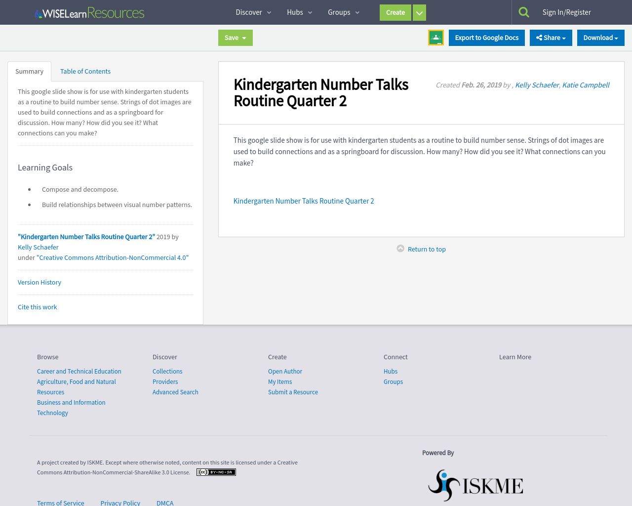 Kindergarten Number Talks Routine Quarter 2 | WISELearn Resources