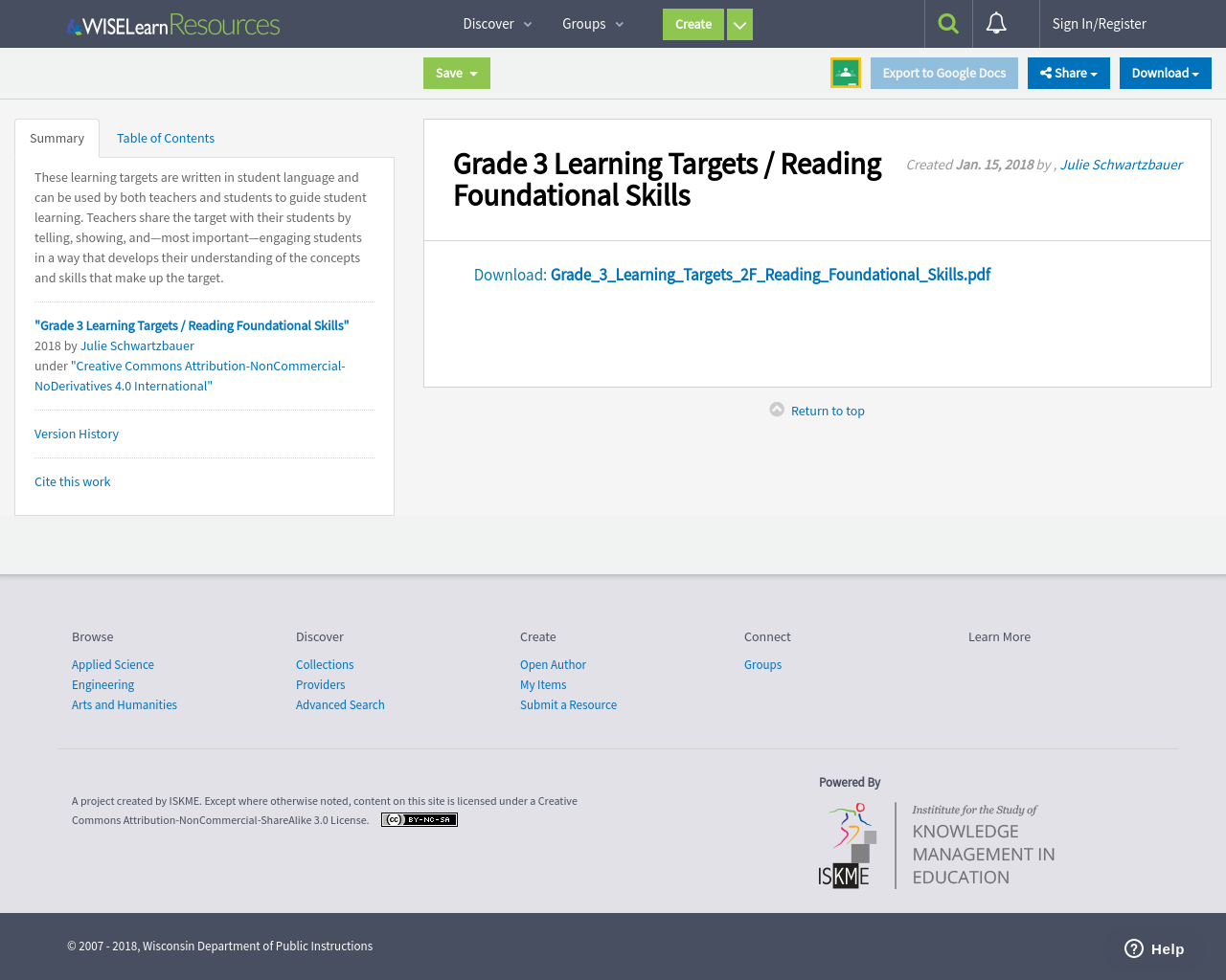 Grade 3 Learning Targets / Reading Foundational Skills | WISELearn ...