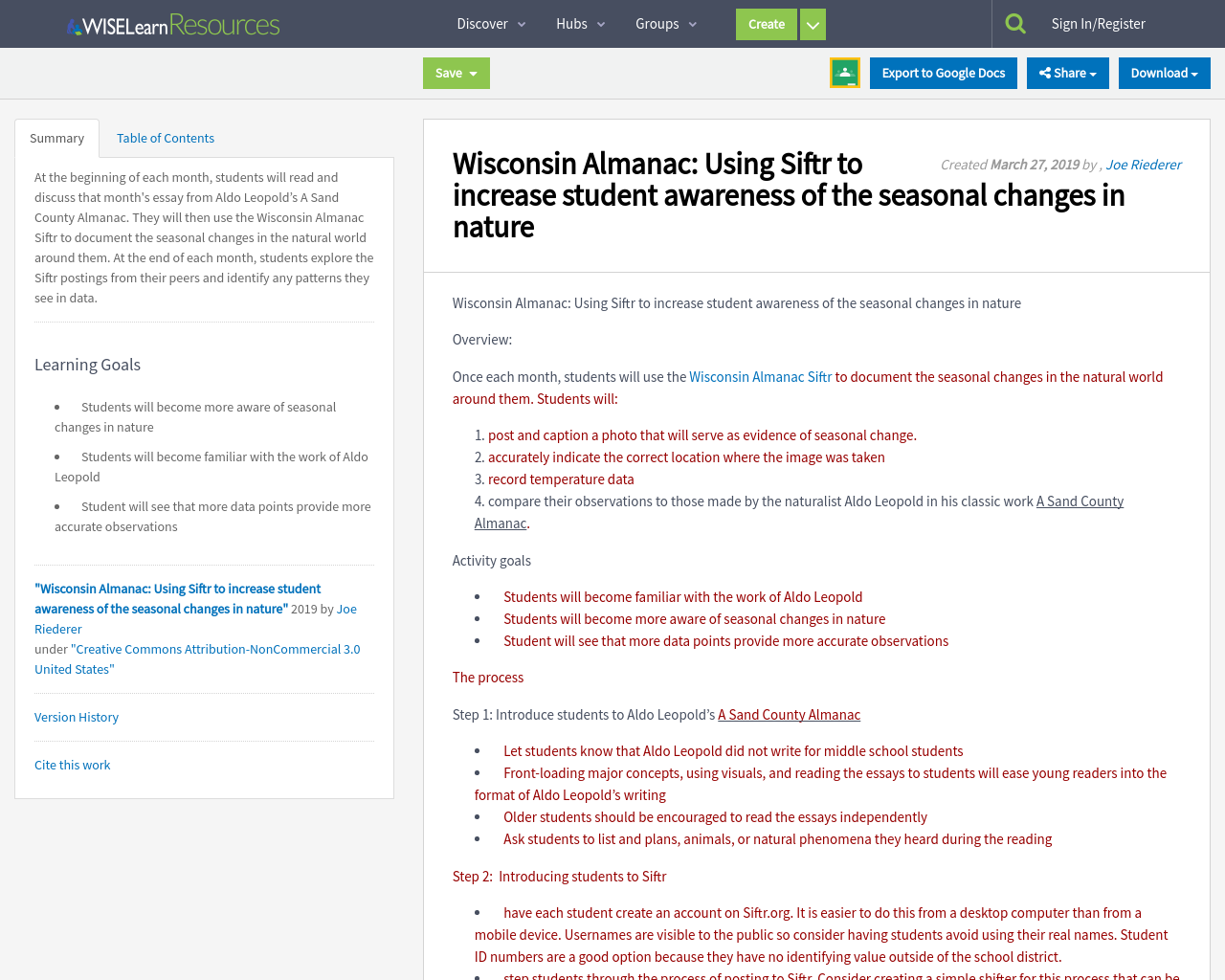 Wisconsin Almanac: Using Siftr to increase student awareness of the seasonal changes in nature ...