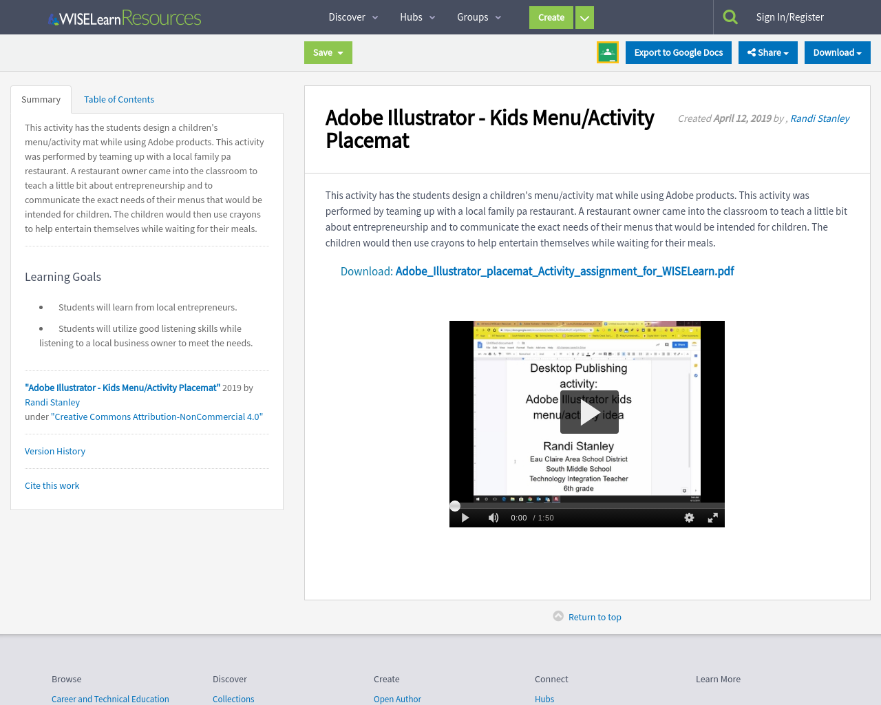 Adobe Illustrator - Kids Menu/Activity Placemat | WISELearn Resources