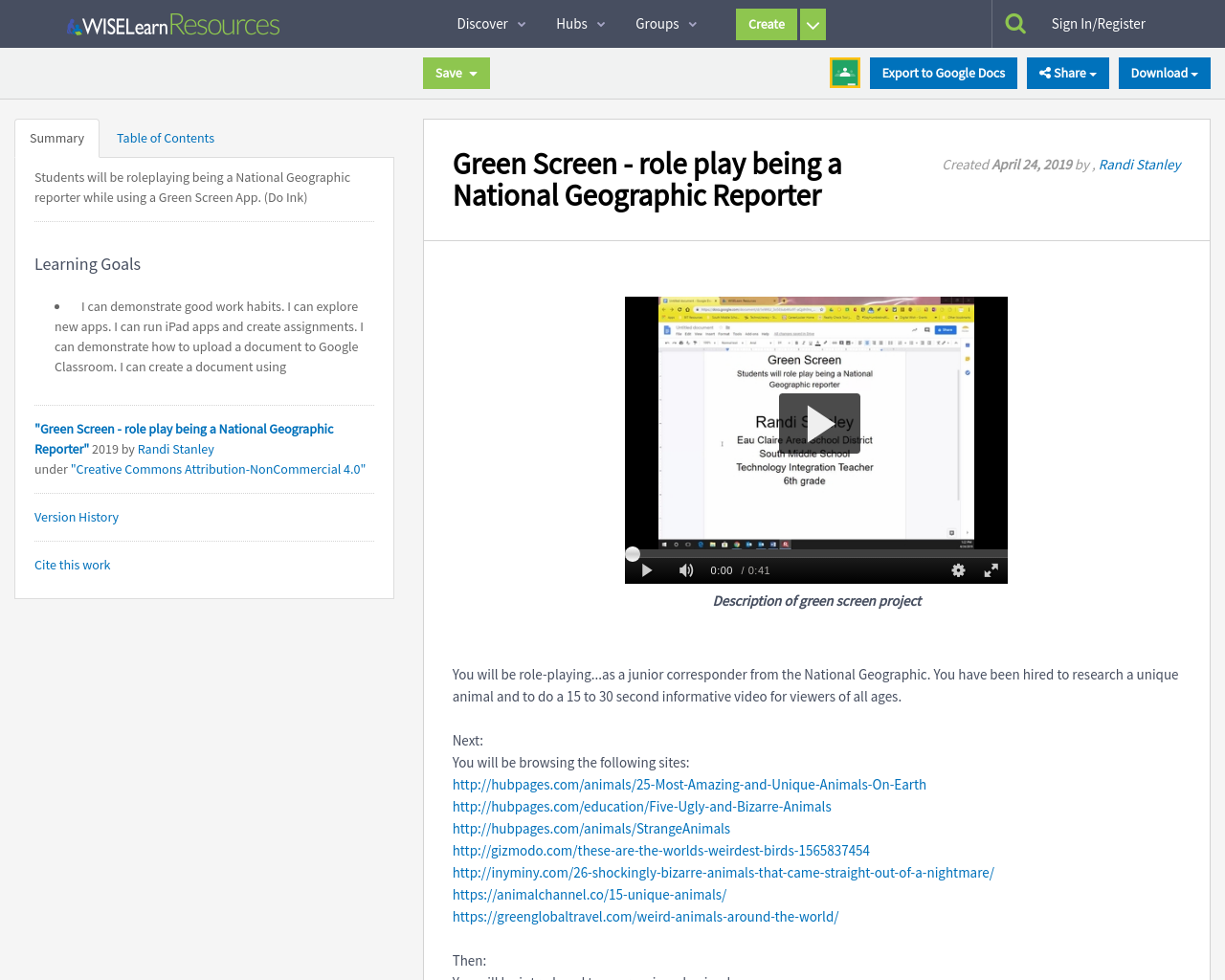 Green Screen - role play being a National Geographic Reporter ...