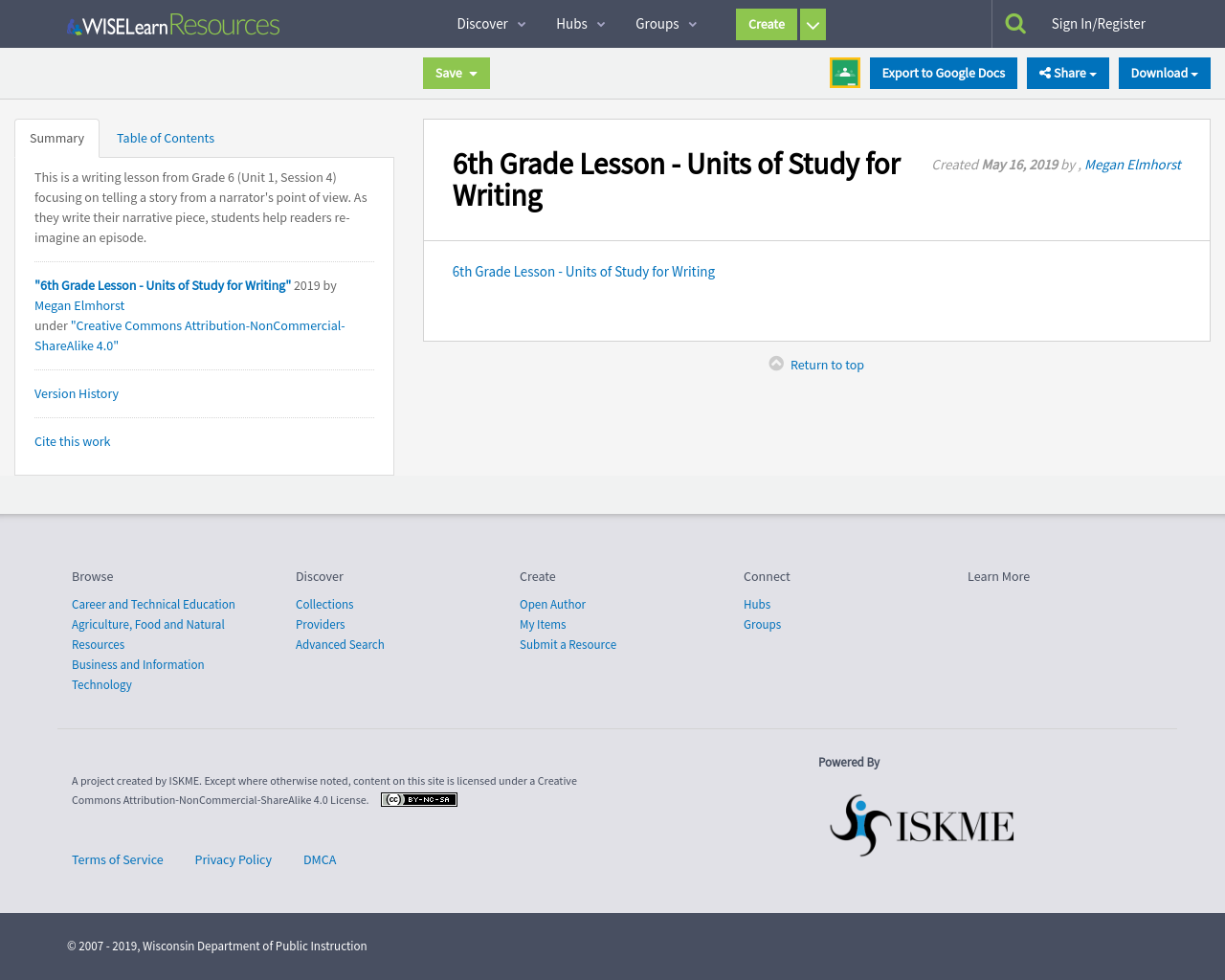 6th Grade Lesson - Units of Study for Writing | WISELearn Resources