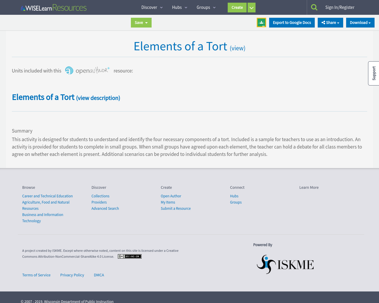 Elements of a Tort | WISELearn Resources
