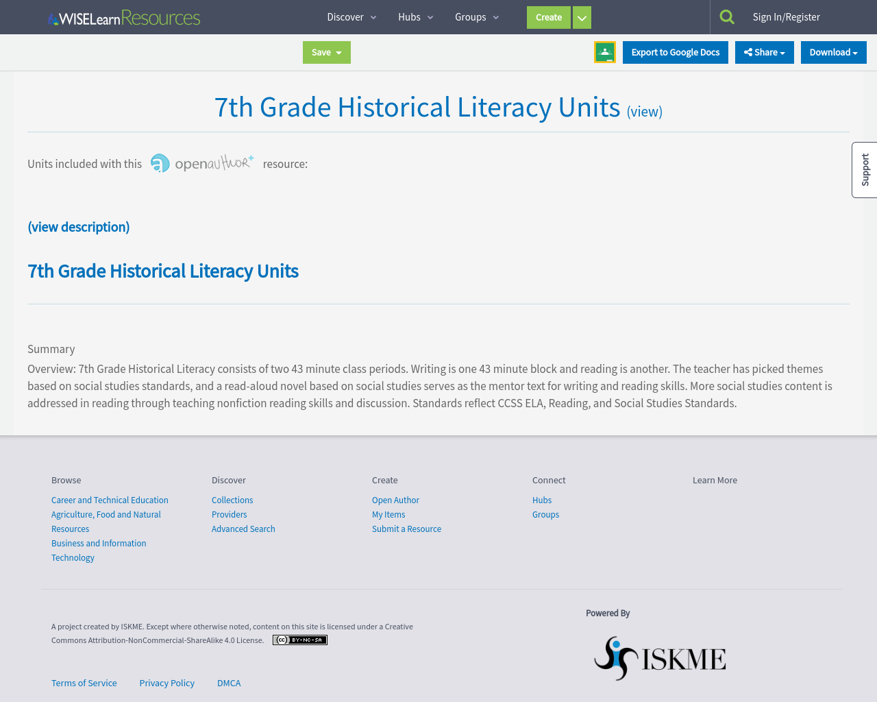 7th Grade Historical Literacy Units | WISELearn Resources