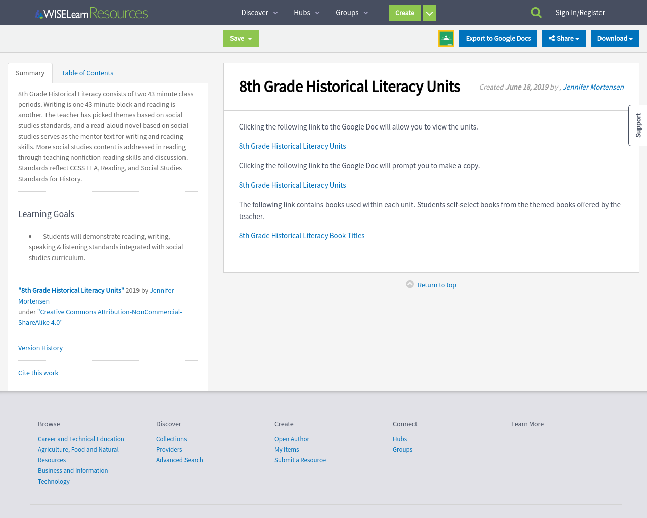 8th Grade Historical Literacy Units | WISELearn Resources