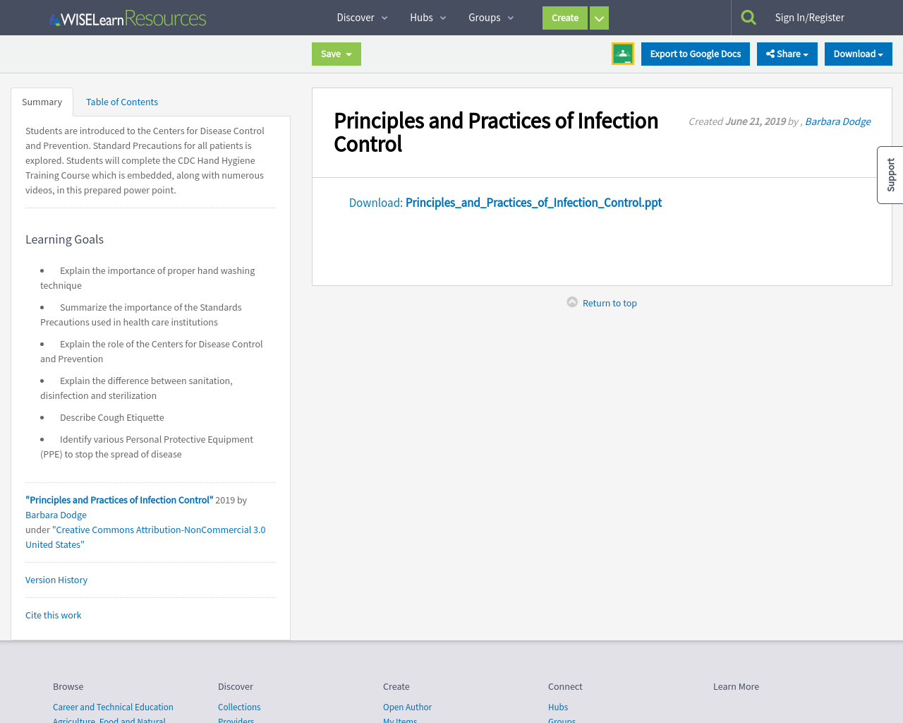 Principles and Practices of Infection Control | WISELearn Resources