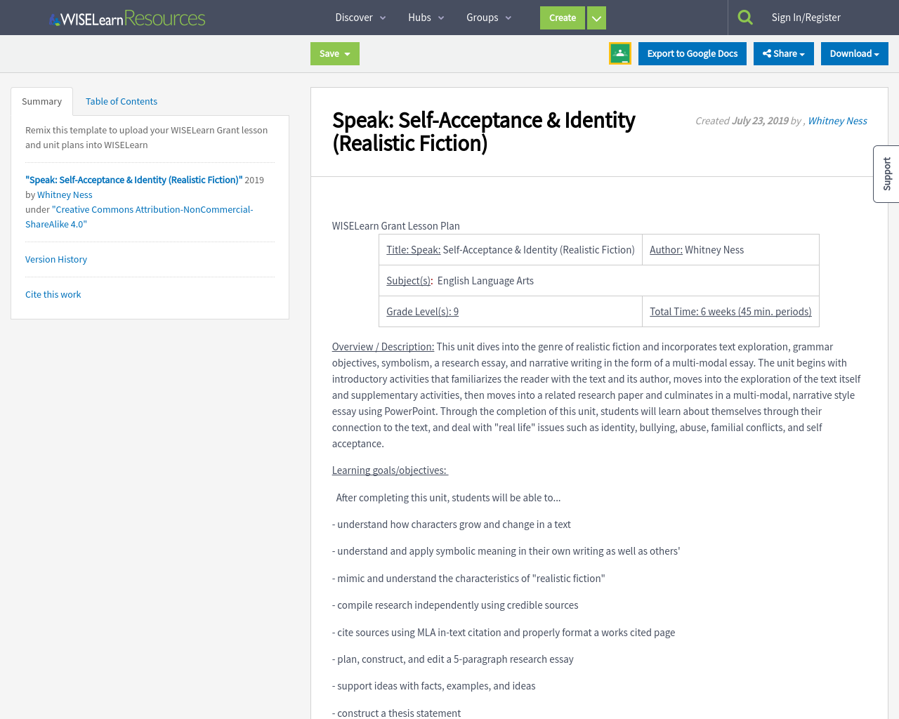 Speak: Self-Acceptance & Identity (Realistic Fiction) | WISELearn Resources