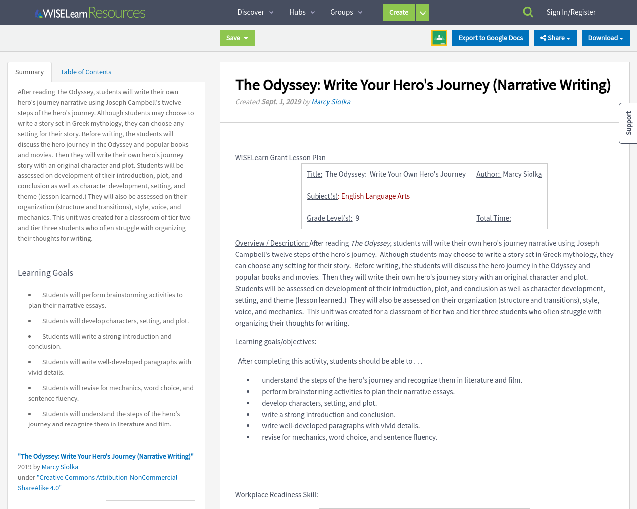The Odyssey: Write Your Hero's Journey (Narrative Writing) | WISELearn ...