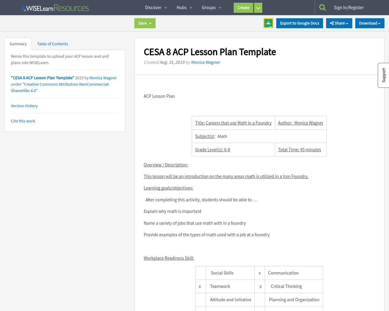 CESA 8 ACP Lesson Plan Template | WISELearn Resources