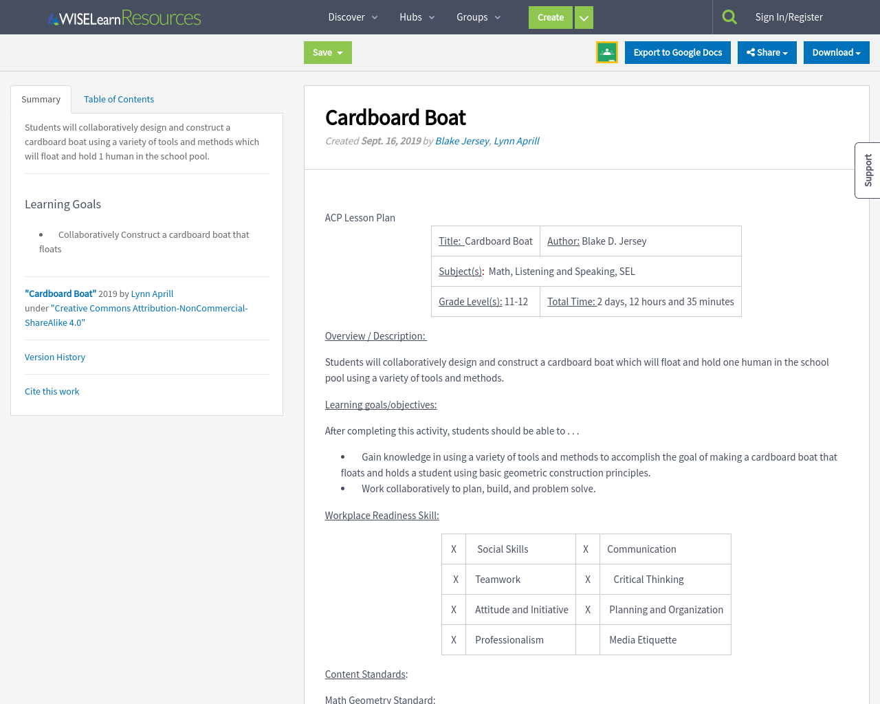 Cardboard Boat | WISELearn Resources