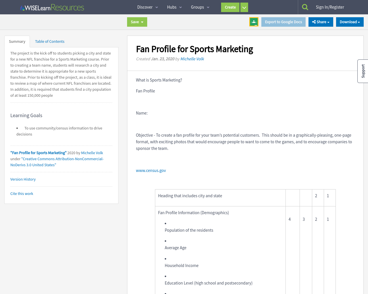 Fan Profile for Sports Marketing | WISELearn Resources